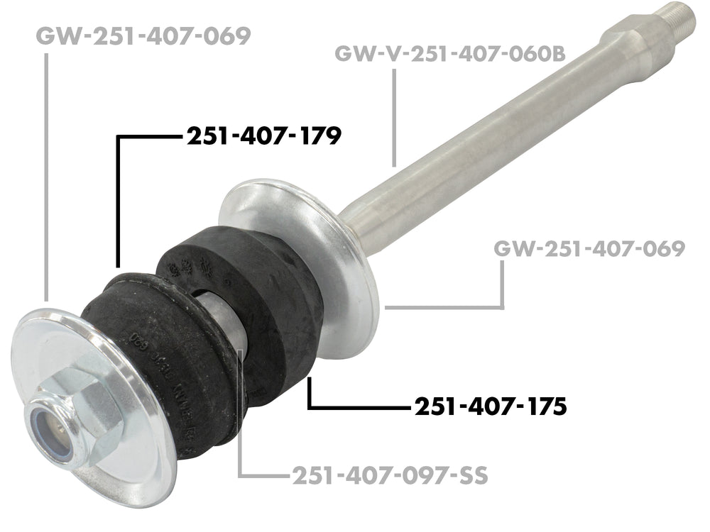 Front & Rear Radius Rod Bushing Set | 251-407-17 | GoWesty